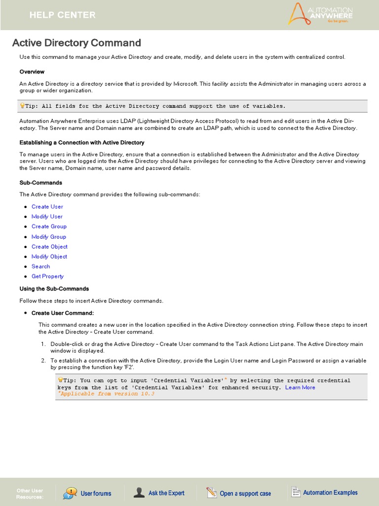 Automation Anywhere Pdf Active Directory Login