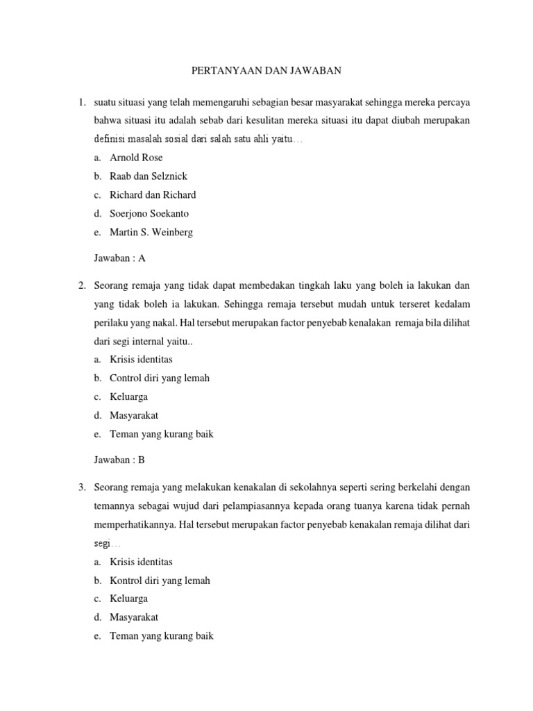 Soal Permasalahan Sosial Kelas 11 | PDF | Gaya Hidup