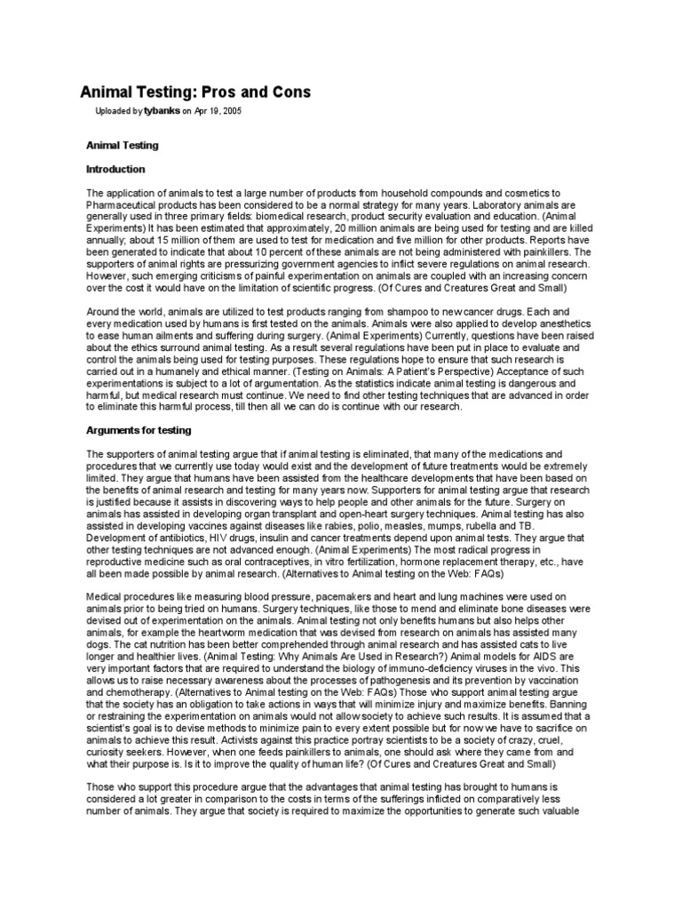 Animal Testing: Pros and Cons | PDF | Animal Testing | Hiv/Aids