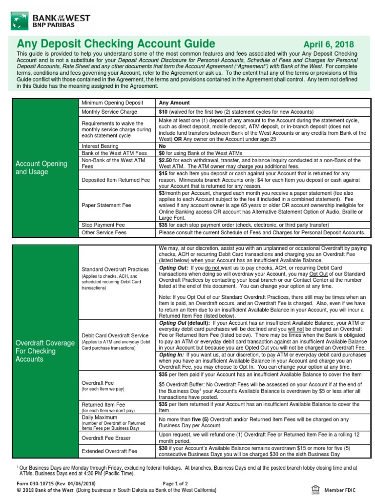 Any Deposit Checking Account Overview | PDF | Overdraft | Banking