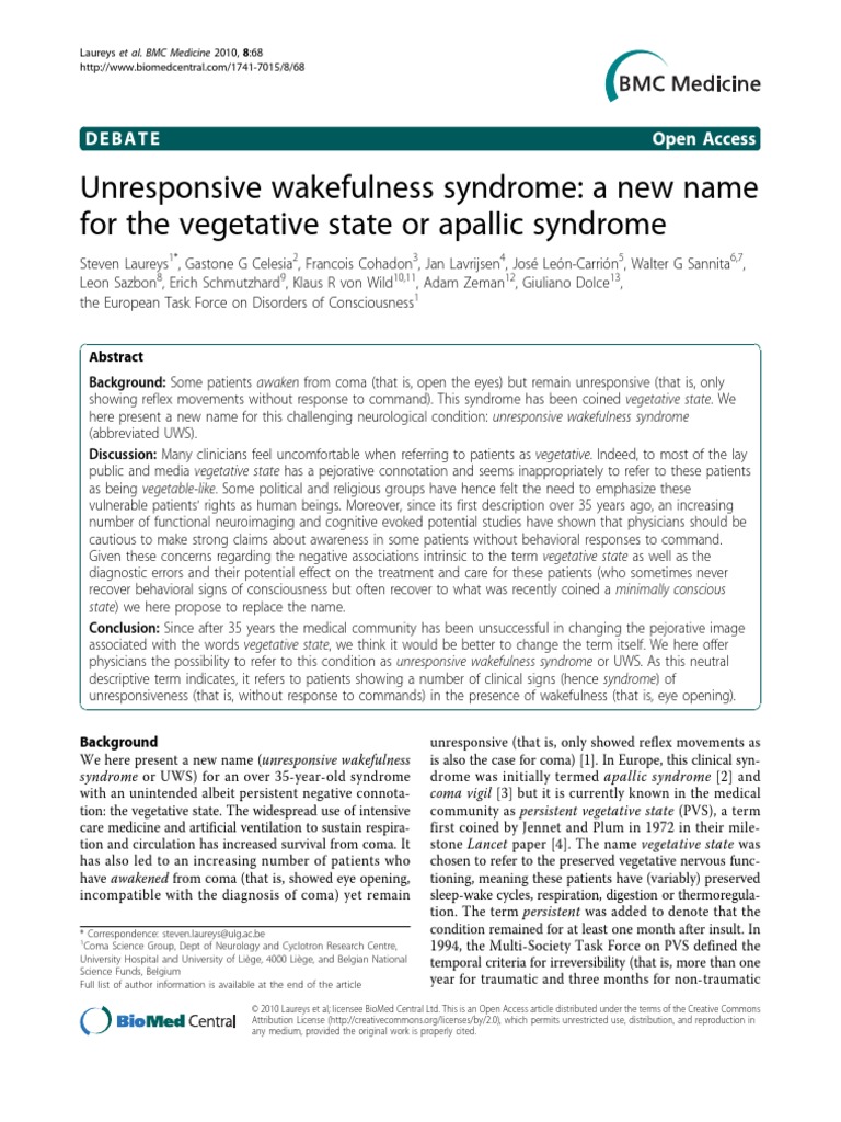 Apallic Syndrome | PDF | Coma | Neuropsychology