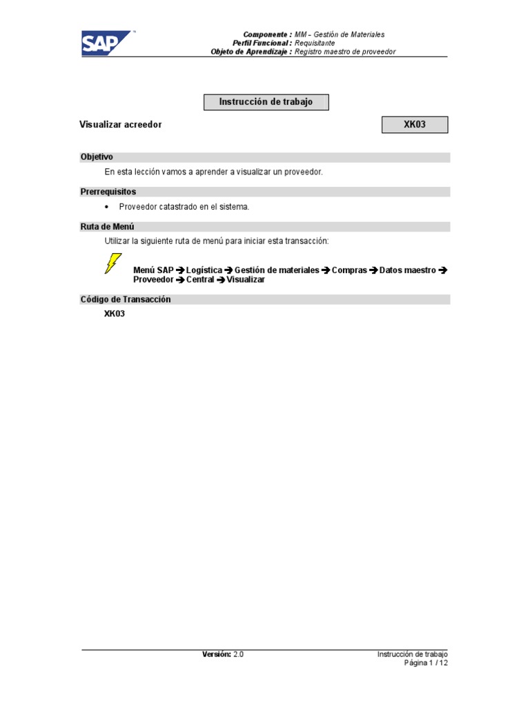 Visualizar Proveedor en SAP XK03 | PDF | Contabilidad | Informática