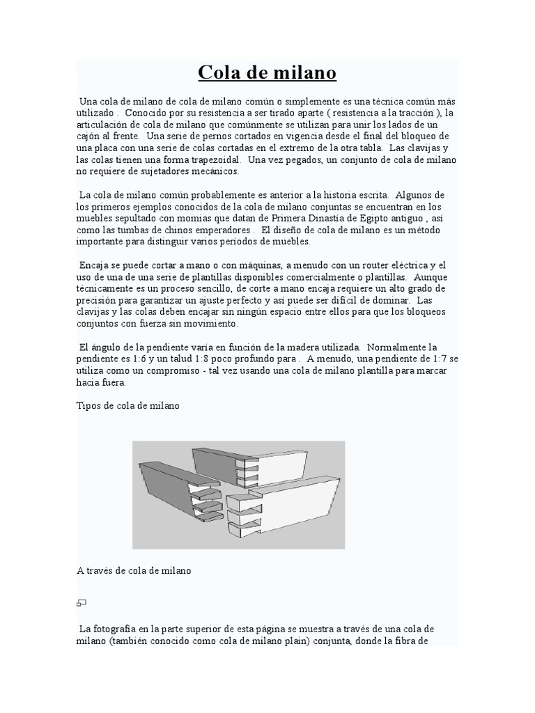 Tipos y Aplicaciones de Cola de Milano | PDF | Carpintería | Naturaleza