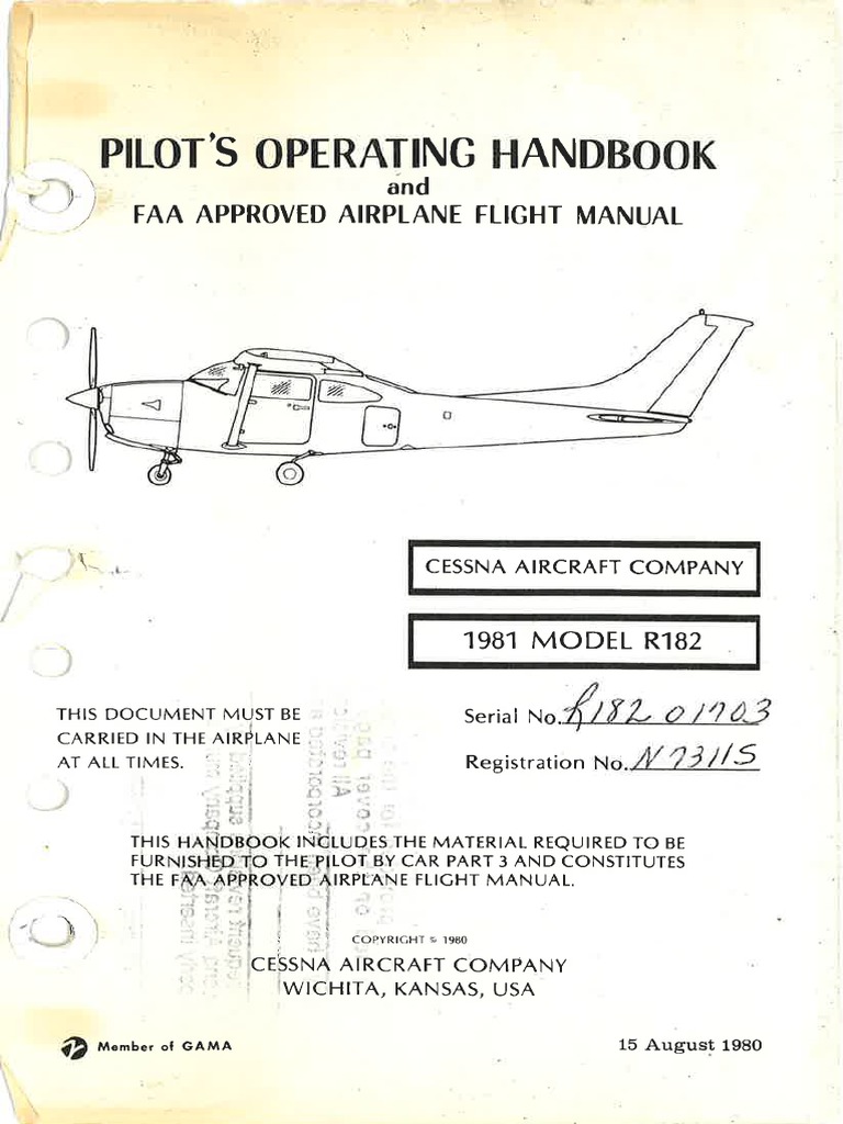 1981 Cessna 182 RG POH | PDF