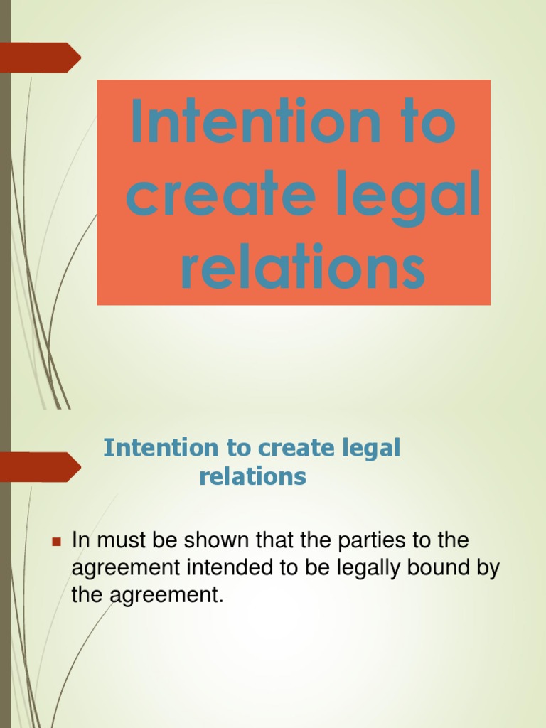 Law of Contract - Intention To Create Legal Relations (1) 2 | PDF ...