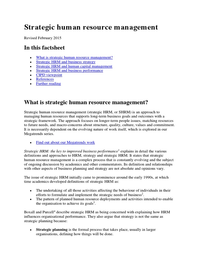 Strategic Human Resource Management Guide Pdf Strategic Management