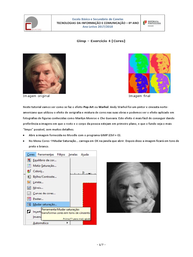 Exercício No Gimp | PDF | Andy Warhol | Cor