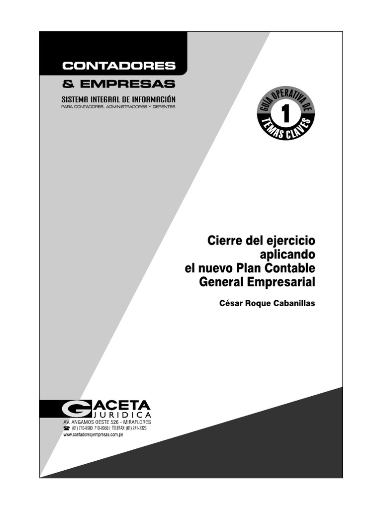Cierre Del Ejercicio Aplicando El Nuevo Plan Contable General Empresarial PDF | Descargar gratis ...