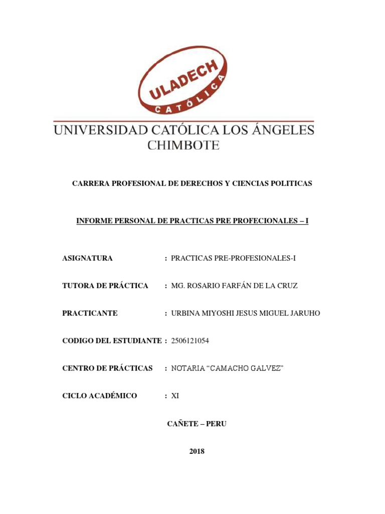 Informe de Practicas Pre Profesionales | PDF