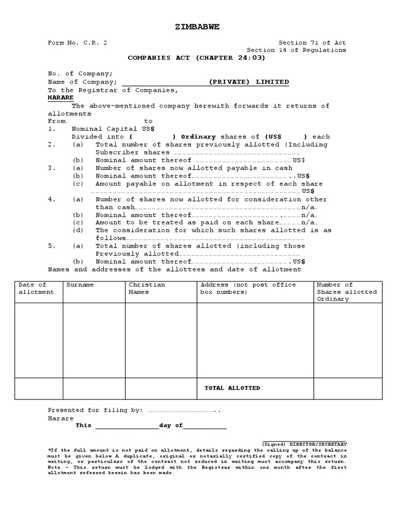 Share Allotement CR2 PDF | PDF | Business Law | Government