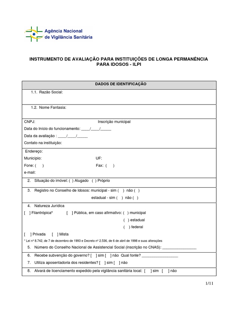 Instrumento Avaliacao ILPI PDF | PDF | Enfermagem | Alimentos