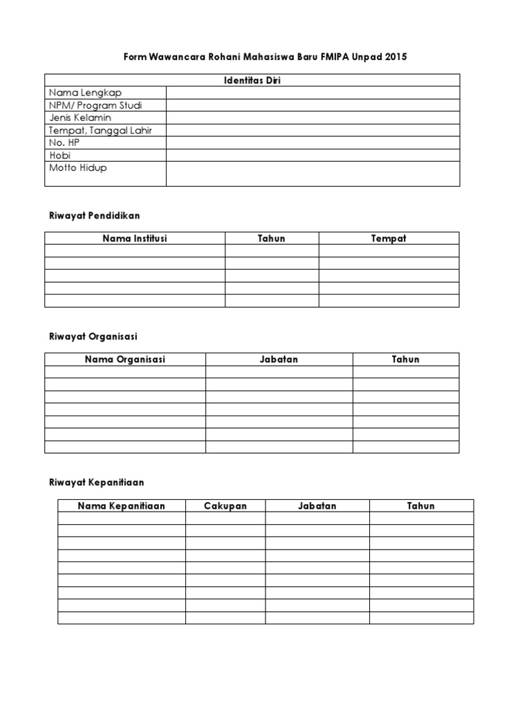 Form Wawancara Rohani Islam | PDF | Karier & Perkembangan
