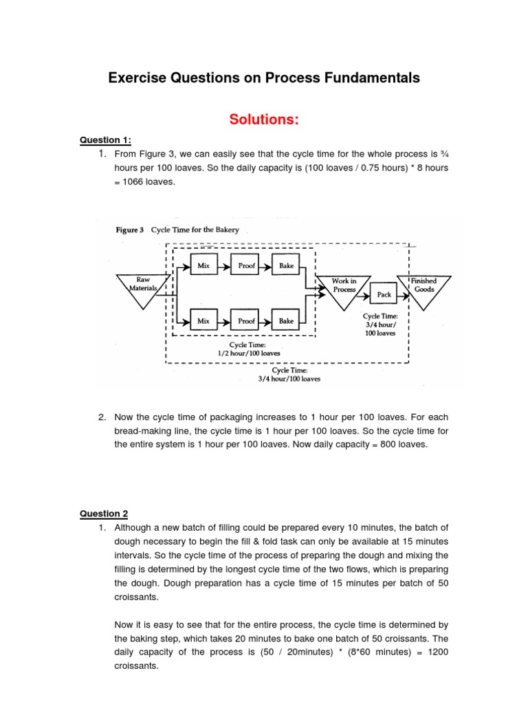Exercise Questions On Process Fundamentals: Solutions | PDF | Cooking ...