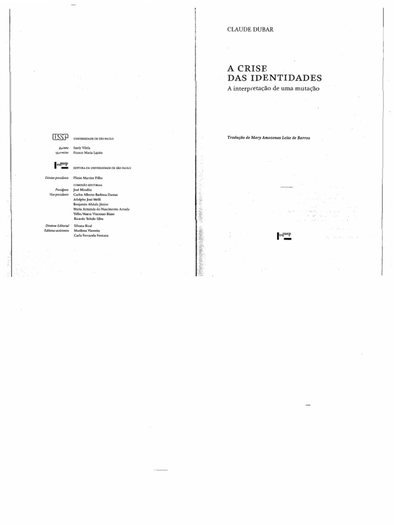 A Crise Das Identidades A Interpretacao de Uma Mutacao Claude Dubar PDF ...