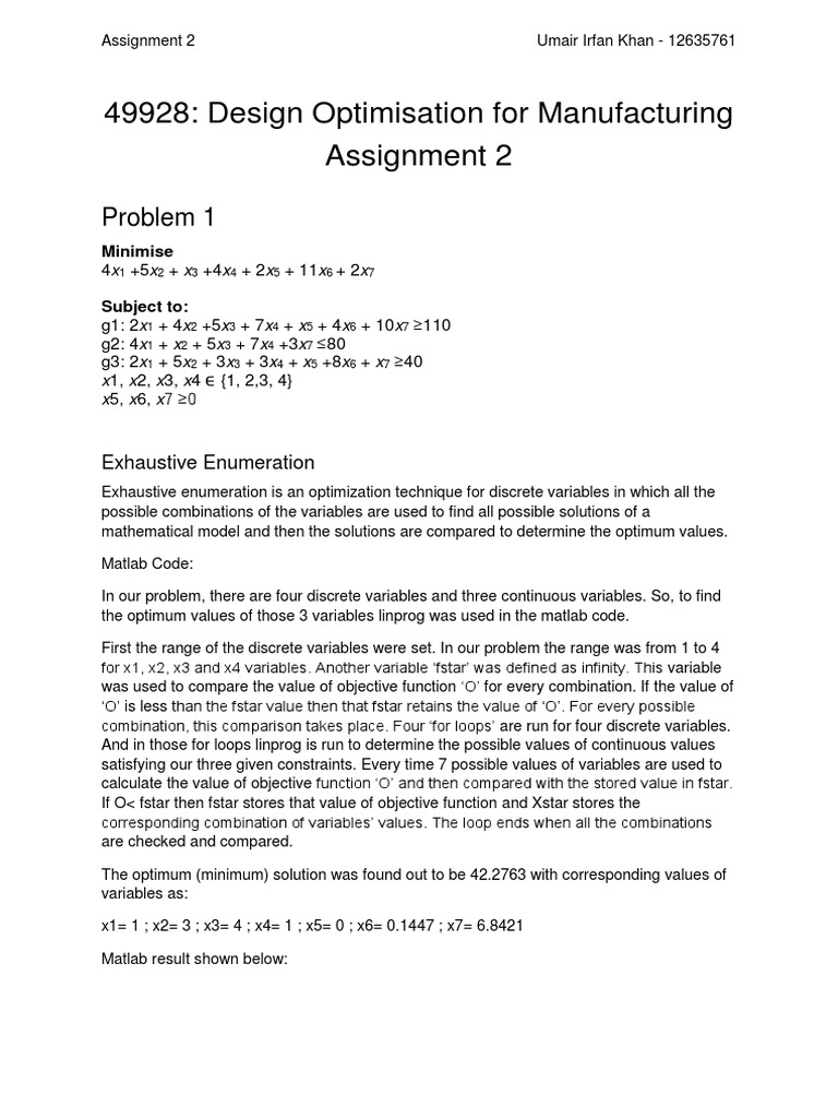 Assignment 2 Report | PDF | Mathematical Optimization | Bending