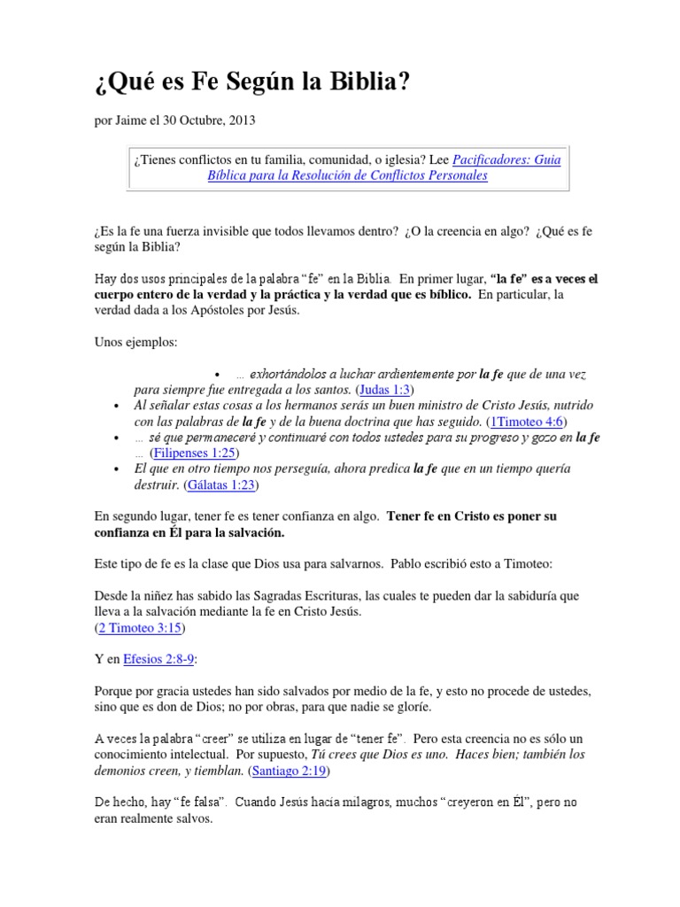 Fe en la Biblia: Definición y Ejemplos | PDF | Fe | Cristo (título)