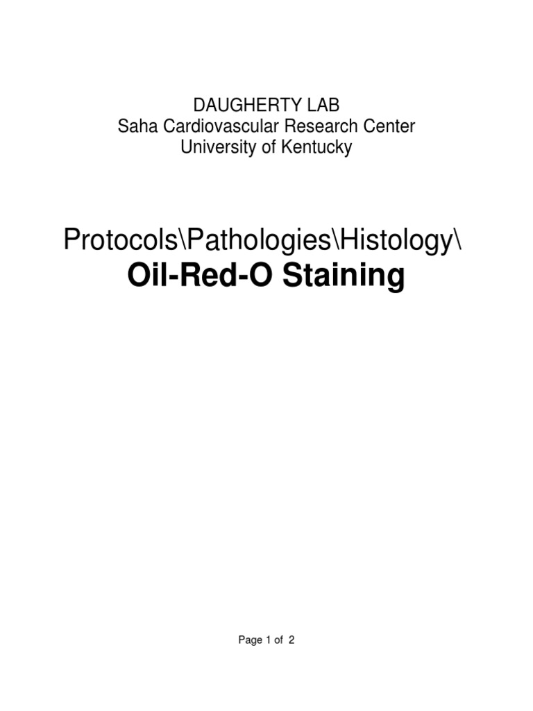 Oil Red O Staining Protocol for Tissues | PDF | Cooking, Food & Wine ...
