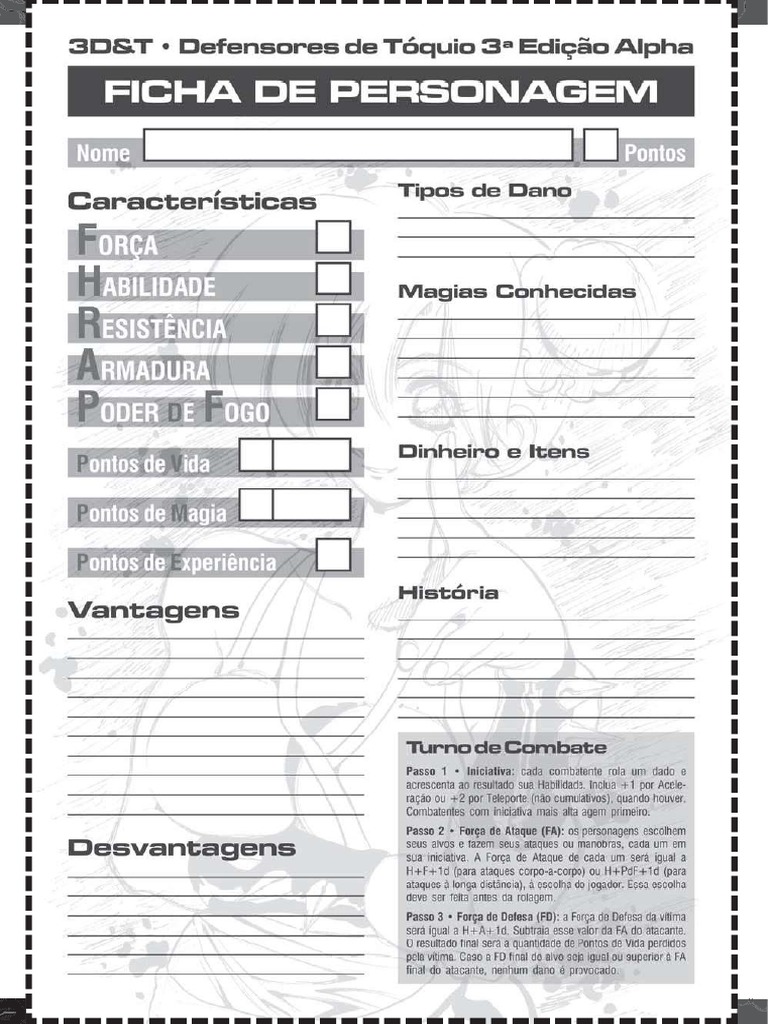 Ficha Editavel 3d&t Alpha | PDF