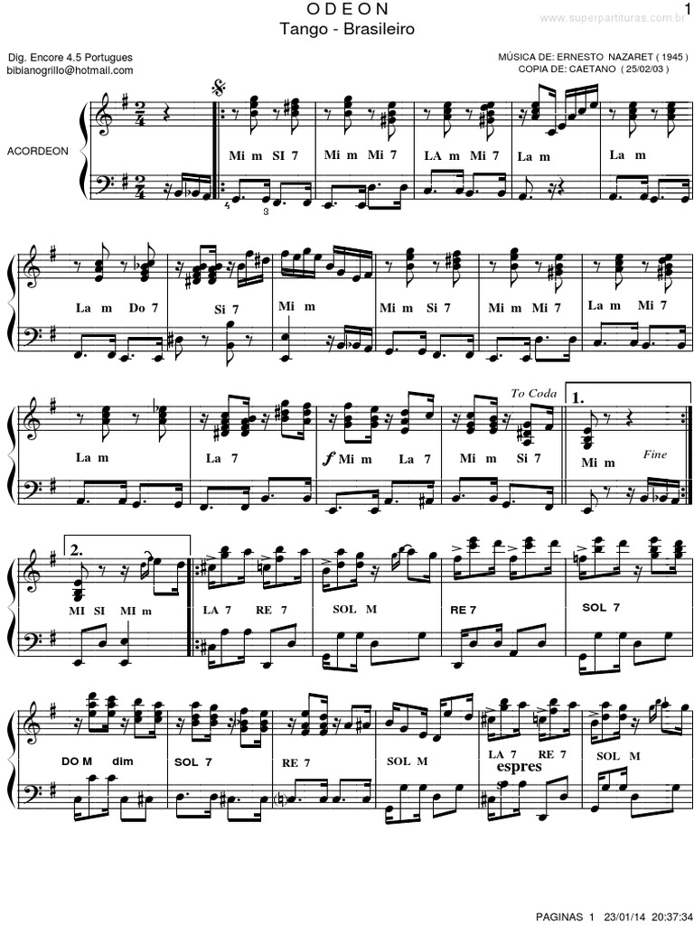 Partitura Odeon | PDF