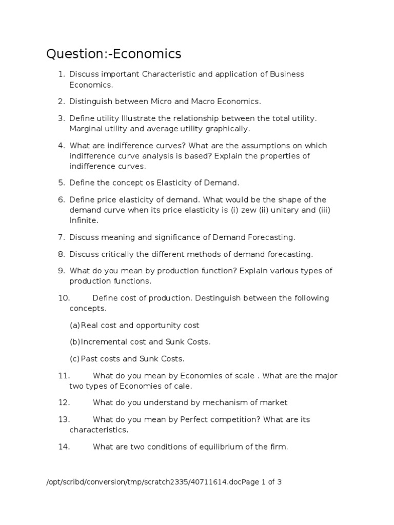 Comprehensive Economics Exam: Questions Covering Microeconomics ...