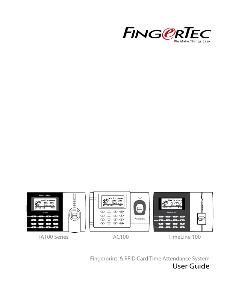 User Guide: Ta100 Series Ac100 Timeline 100 | PDF | Authentication | Usb