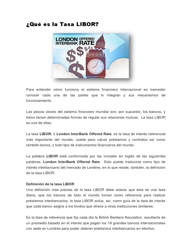 Qué Es La Tasa Libor | PDF | Libor | Servicios financieros