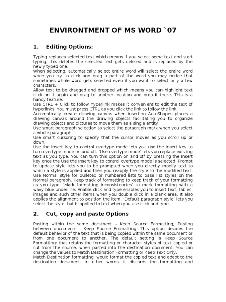 Environtment of Ms Word | PDF | Typefaces | Page Layout
