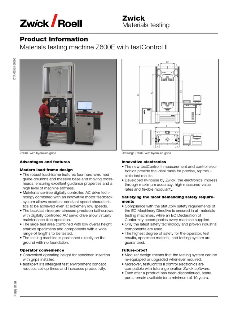 Zwick Roell Z600E | PDF | Manufactured Goods | Electrical Engineering