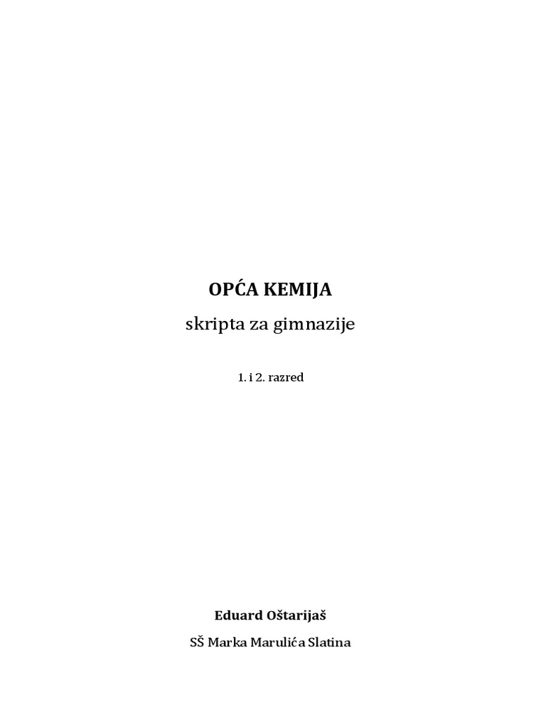 Kemija Skripta 1. I 2. Razred PDF | PDF