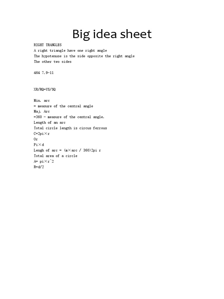 Big Idea Sheet | PDF