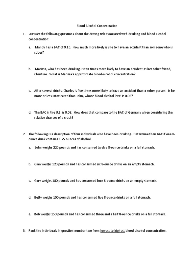 Blood Alcohol Concentration | PDF | Food Law | Alcohol Intoxication