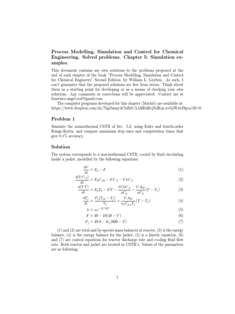 Process Modelling, Simulation and Control For Chemical Engineering ...