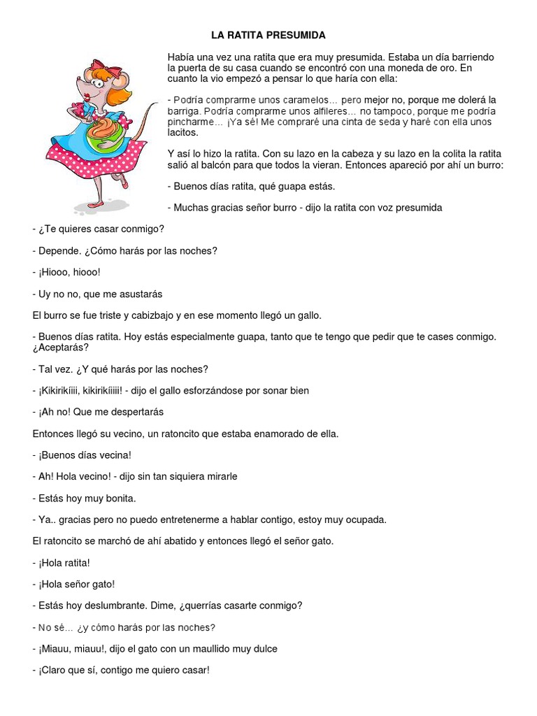 La Ratita Presumida: Cuento Completo | PDF | Ocio | Deportes
