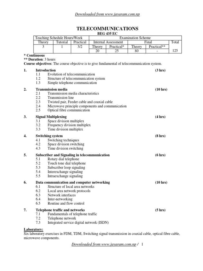 Telecommunication 1 | PDF | Telephone Exchange | Telecommunication