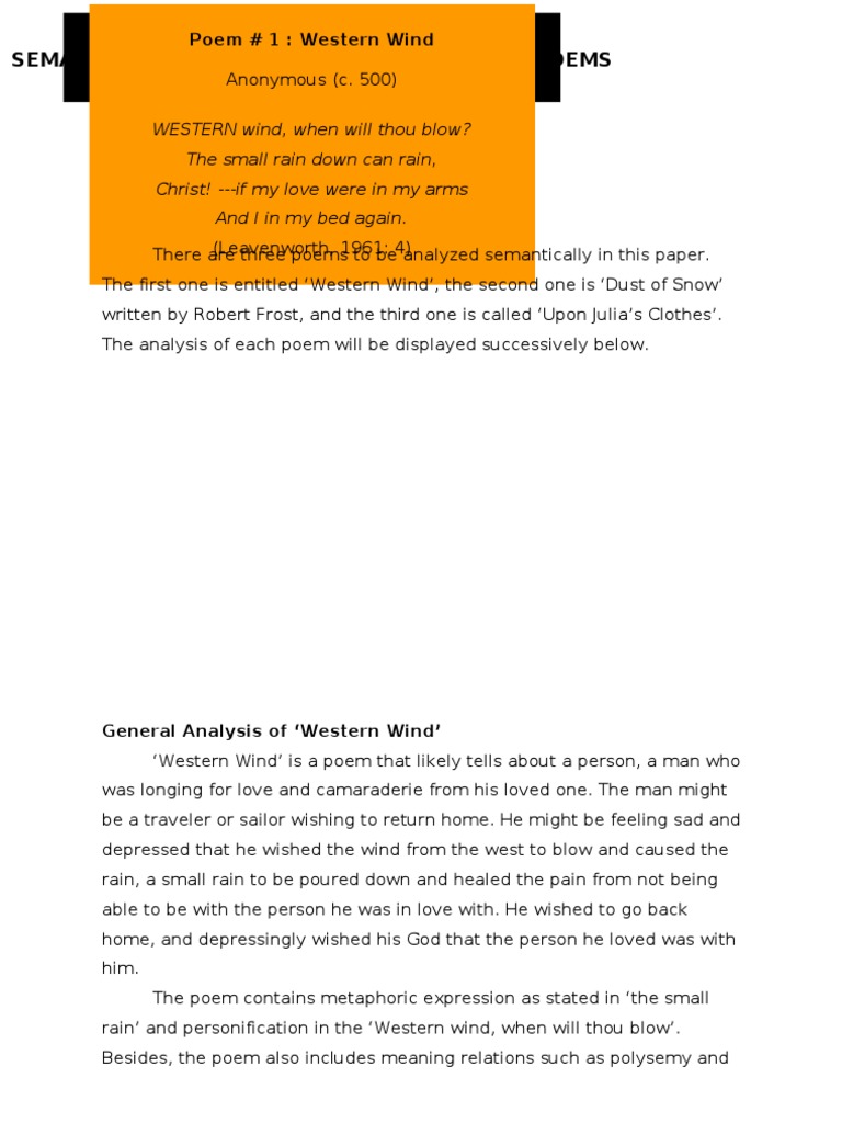 Semantic Analysis of Two Poems | PDF | Lexicon | Word