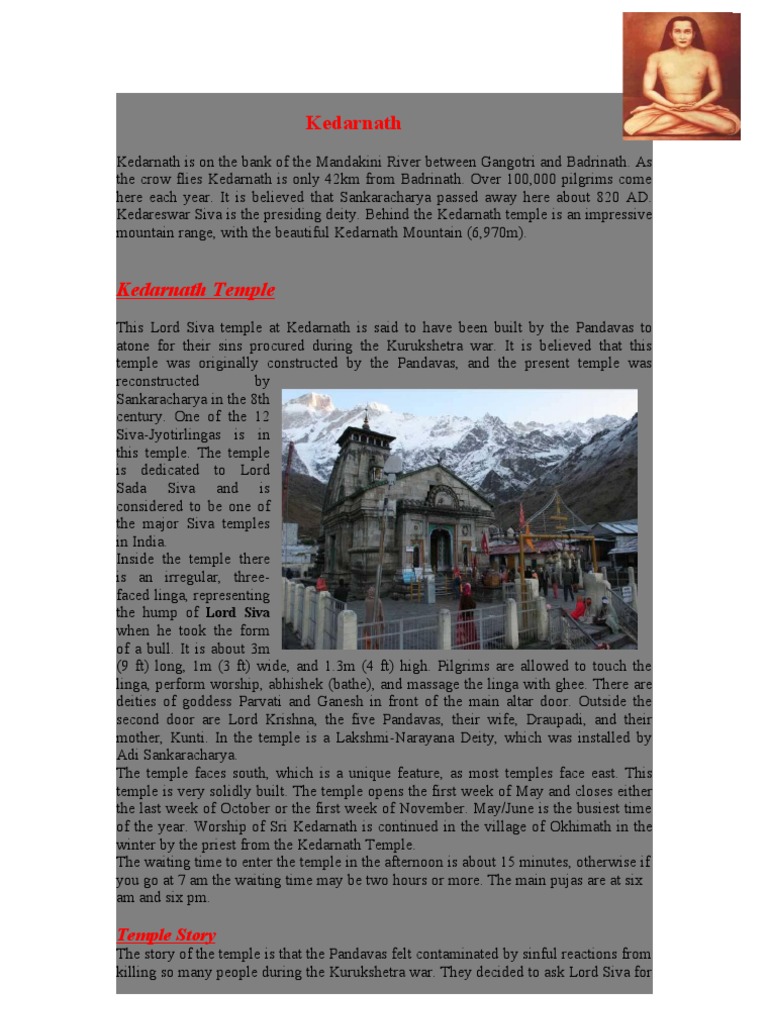 Kedarnath Temple: History and Access | PDF | Hindu Mythology | Sikhism