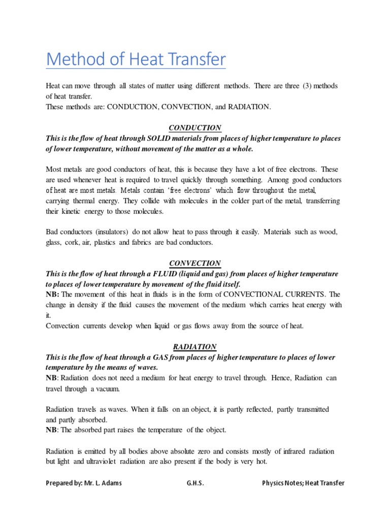 Method of Heat Transfer | PDF | Greenhouse Effect | Thermal Conduction