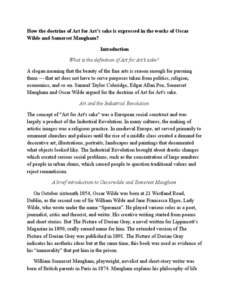 Art For The Art's Sake | PDF | Oscar Wilde | Flowers