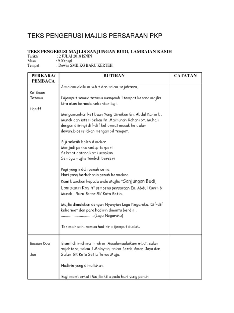 Teks Pengerusi Majlis Persaraan PKP | PDF