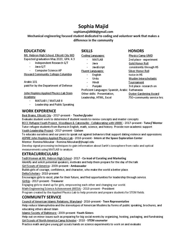 Majid Resume 2 | PDF | Science, Technology, Engineering, And Mathematics | Cognition