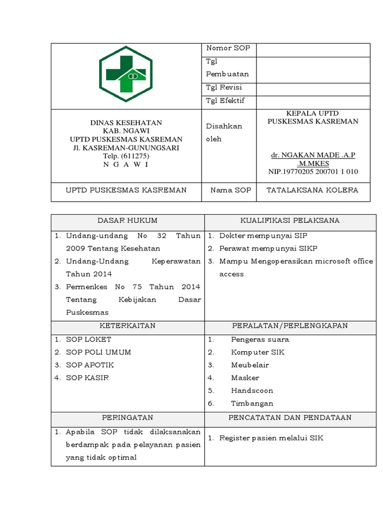 Sop Tatalaksana Kolera | PDF | Pengembangan Diri | Sains & Matematika
