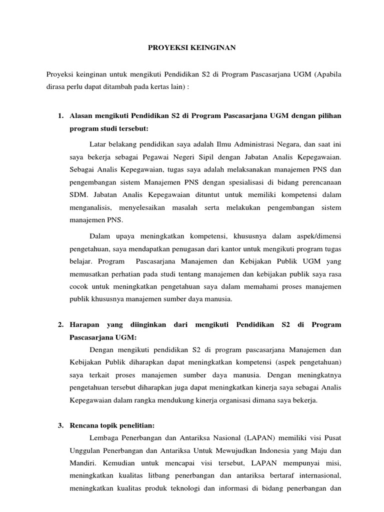 2017 Form Proyeksi Keinginan S2 | PDF