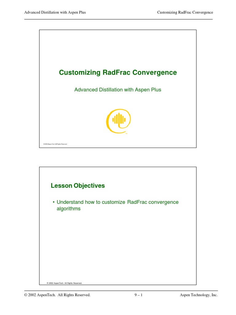 Customizing RADFRAC Convergence | PDF | Distillation | Physical Chemistry