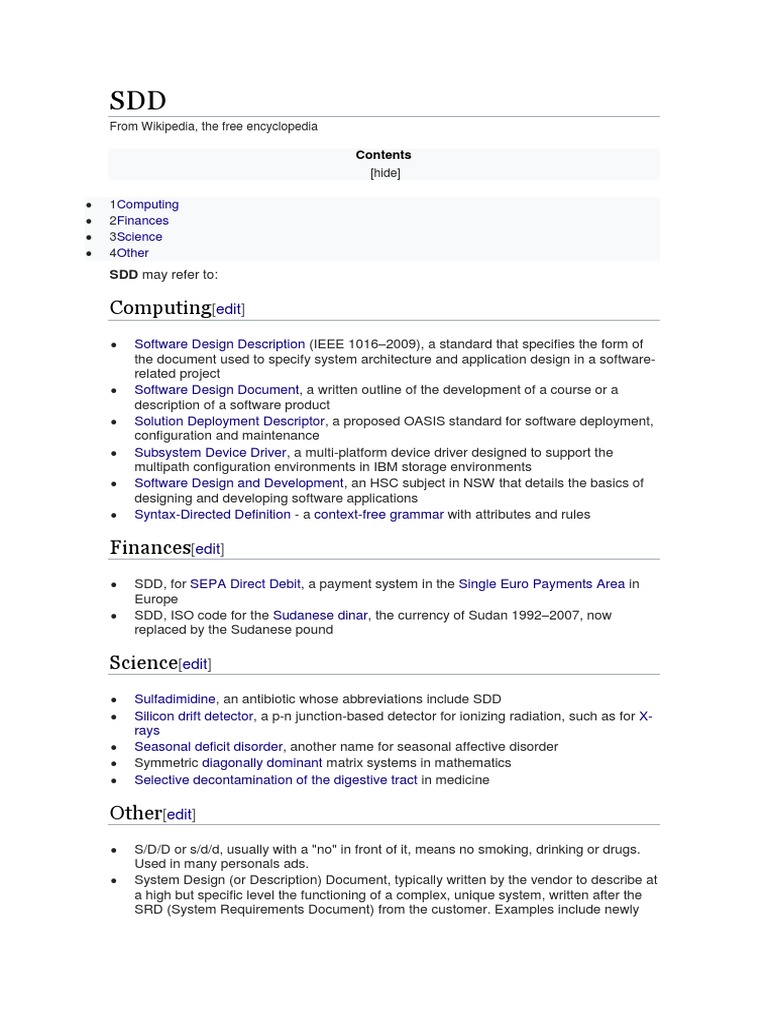 Computing: SDD May Refer To | PDF