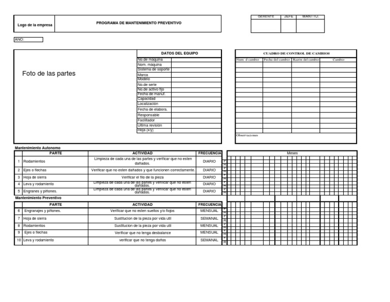 FORMATO TPM Solo | PDF | Engranaje | Business