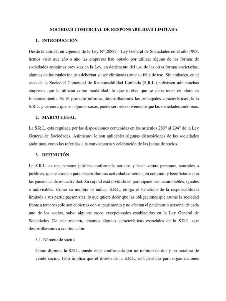 Sociedad Comercial de Responsabilidad Limitada | PDF | Sociedad de responsabilidad limitada ...