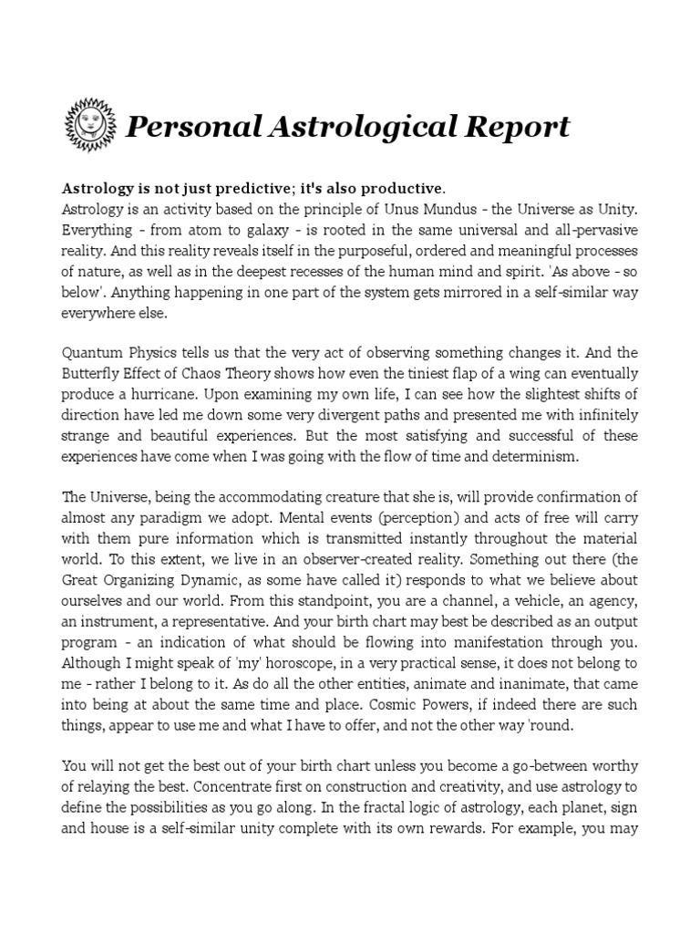 Chaos Astrology Free Natal Report | PDF | Horoscope | Thought