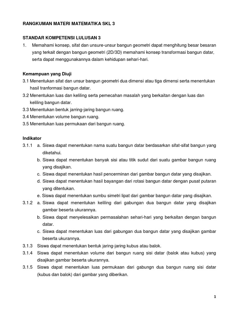 Materi Geometri 2D dan 3D SKL 3 | PDF