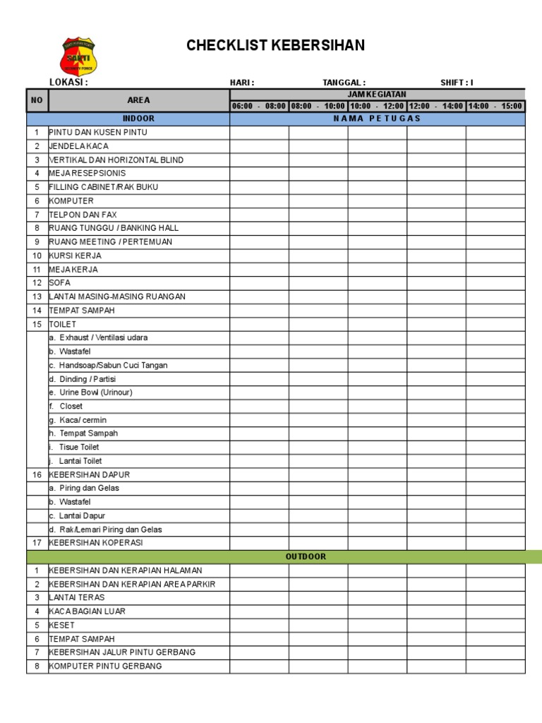 Checklist Kebersihan Harian Ruangan | PDF