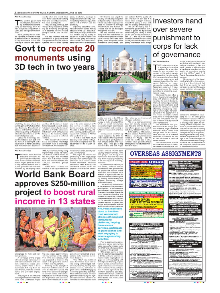 Overseas Assignments: Assignments Abroad Times, Mumbai, Wednesday, June ...
